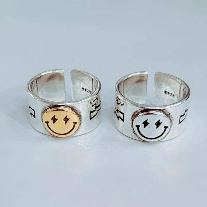 Silver Smile Face Rings