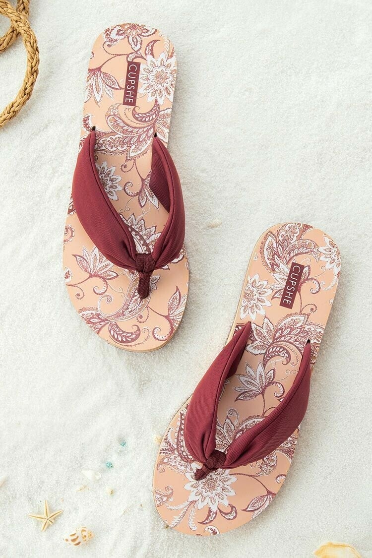 Sandalwood Paisley Thong Sandals