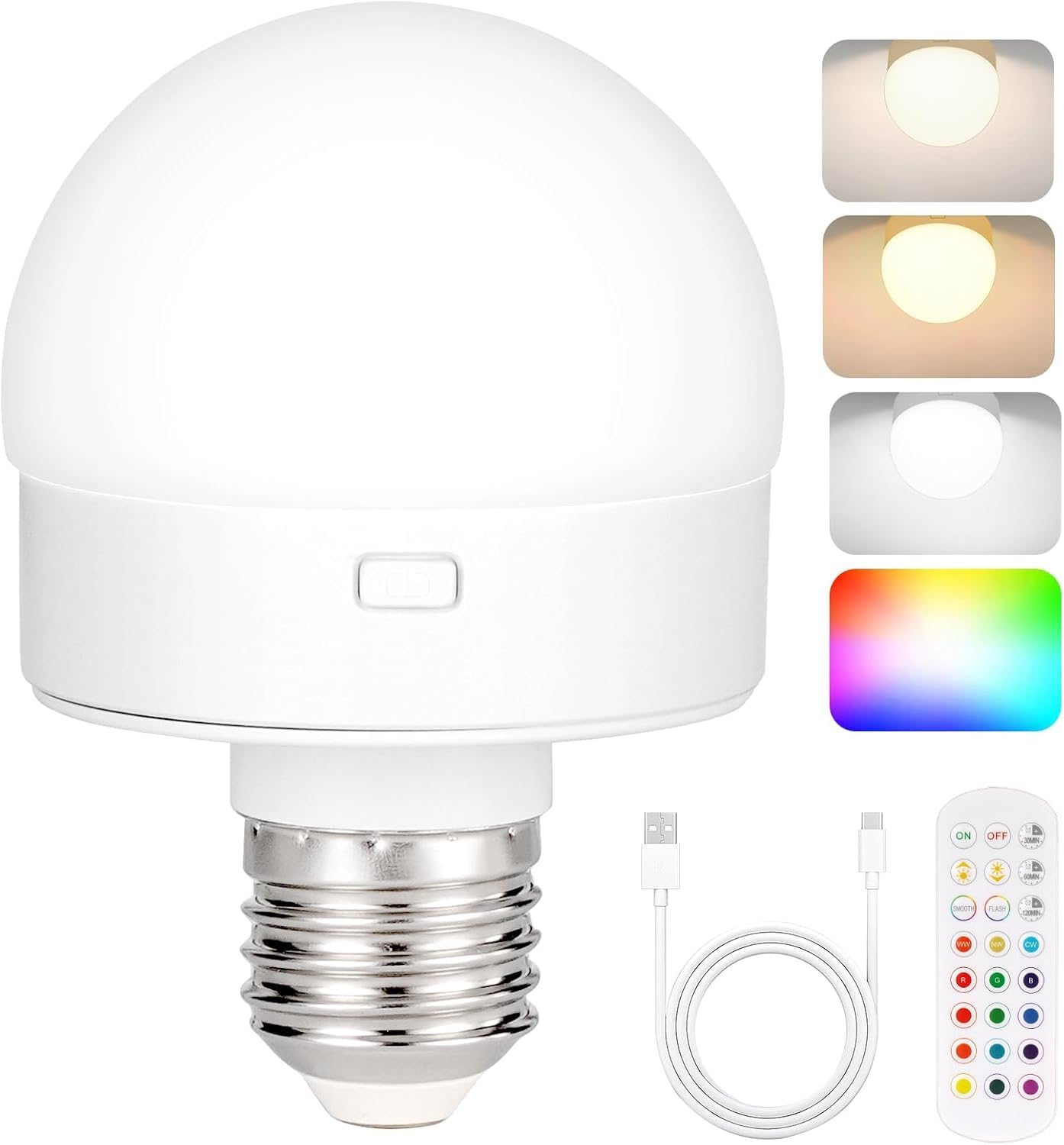 3 Color Temperature Dimmable E26 Wireless Detachable LED Charging Bulb