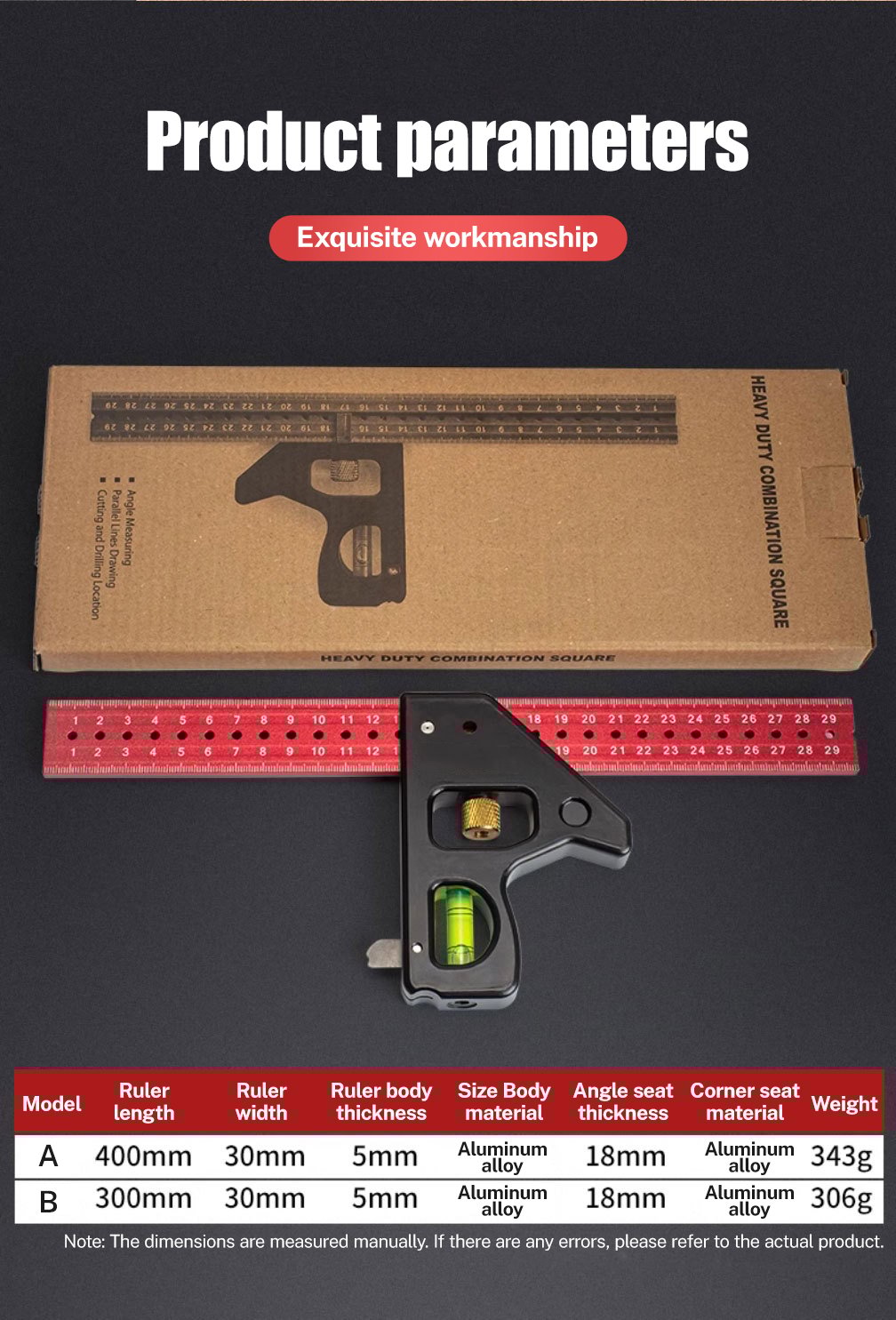 Robust Combination Angle Ruler for Woodworking - Homiva