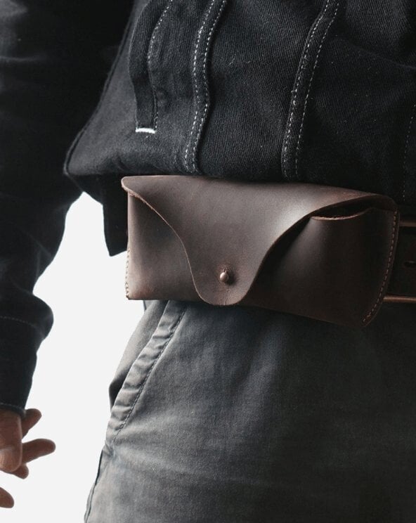 Handmade Leather Compression Glasses Belt Bag