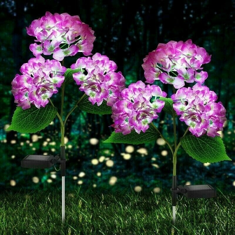 2 Pack Hydrangea Solar Garden Flower Lights