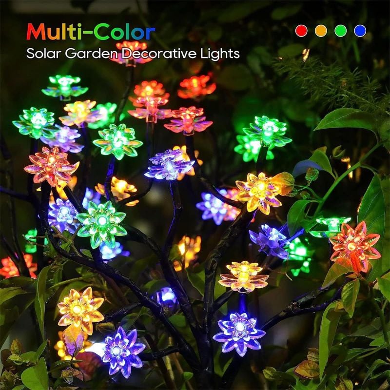 Outdoor Waterproof Cherry Blossom Multicolor Solar Garden Lights - Subtleon