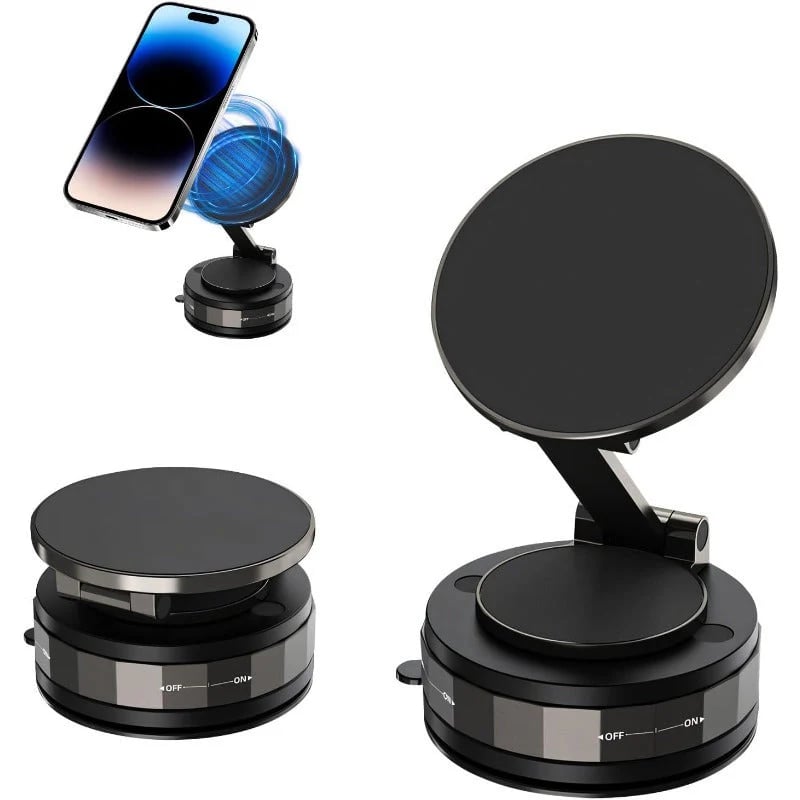 Magnetic Suction Mount – Foldable 360° Phone Holder with Vacuum Lock ...