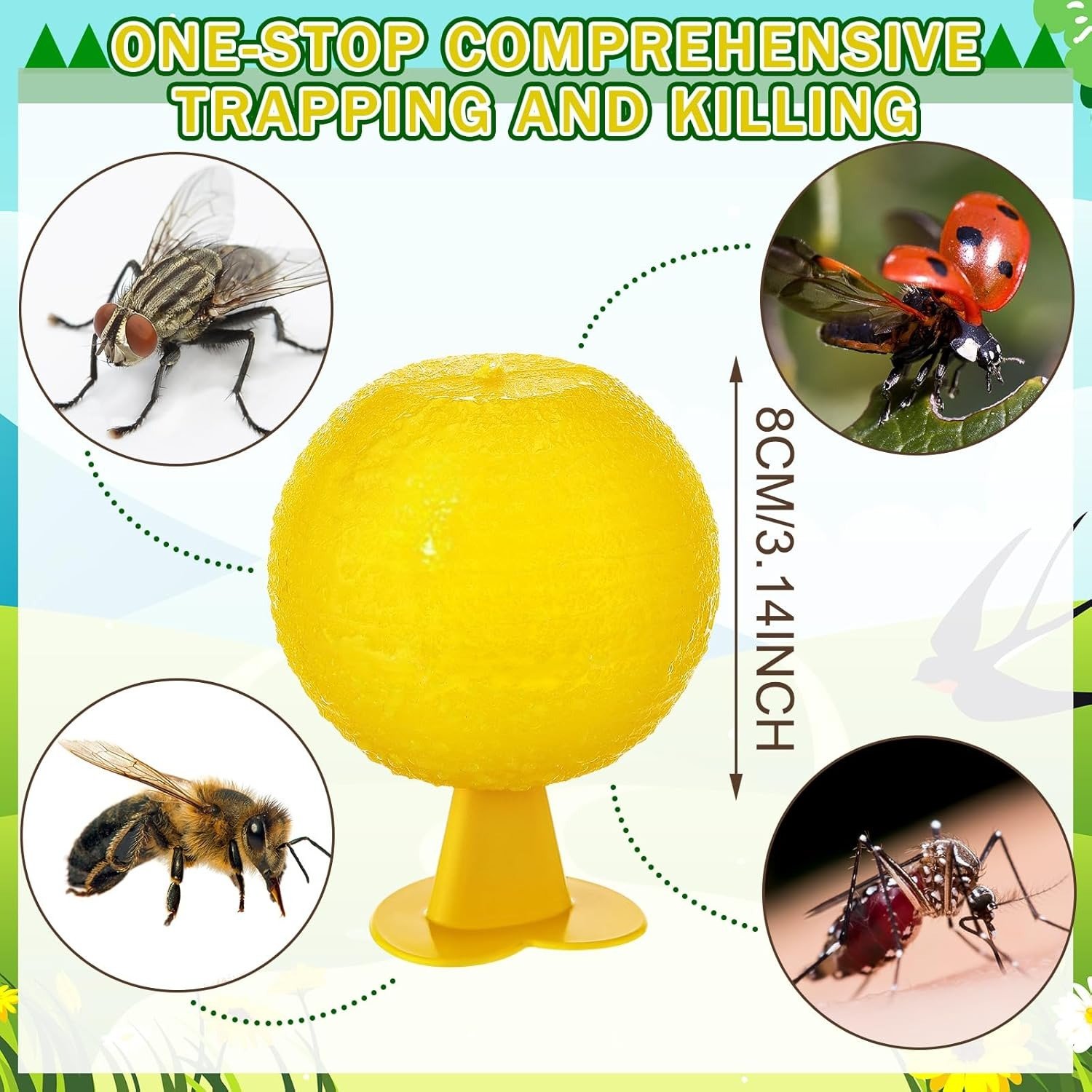 🔥Fruit Fly Balls, Fly Trap Sticky Ball, Insect Ball Traps - Sunmaket