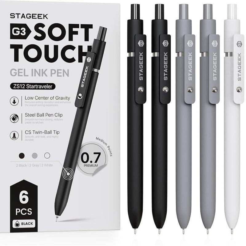 🔥Black Gel Pens, 6Pcs 0.5mm Gel Pens Fine Point, Quick Dry Retractable ...