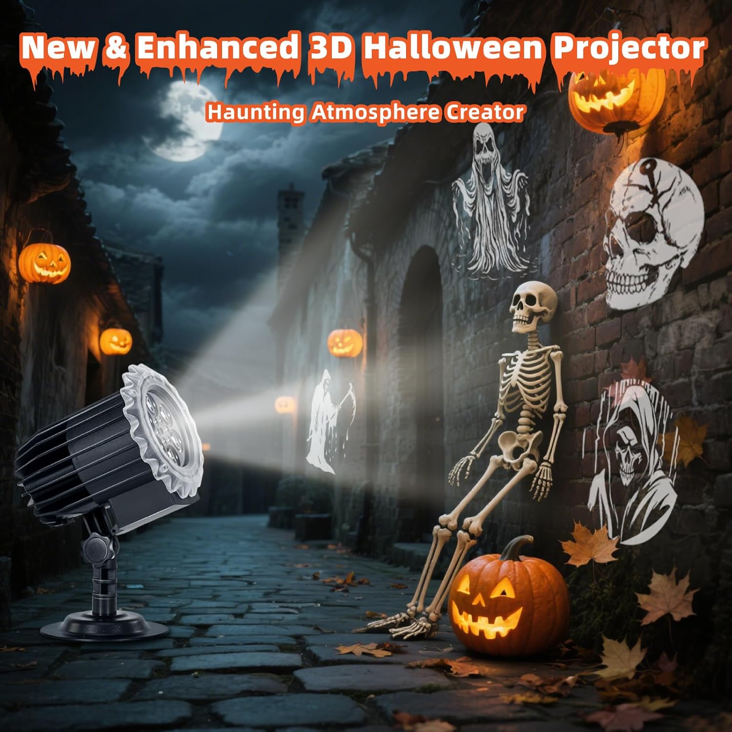 🎃 Limited 2025 Edition 3D Projector Light – Dynamic Skull & Ghost ...