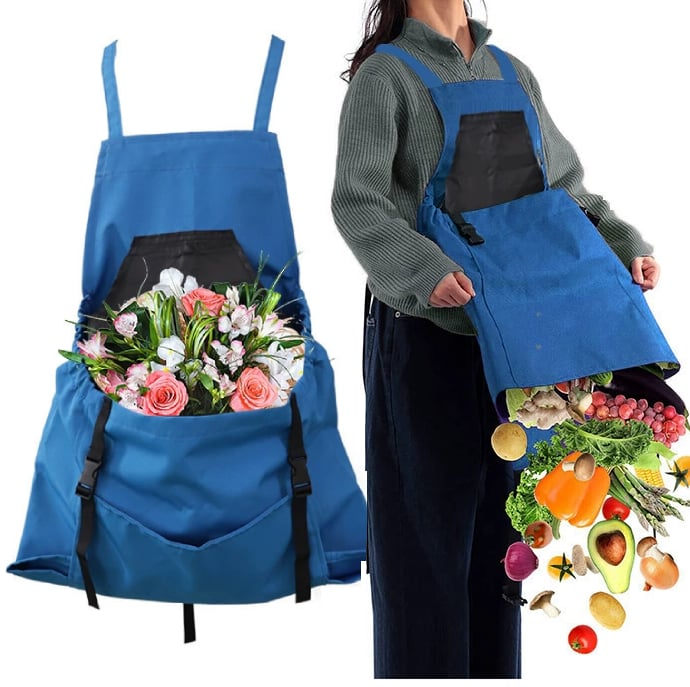 Cross Back Gardening Apron With Deep Kangaroo Release Pockets - Goalintent