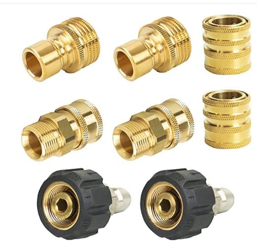 Pressure Washer Adapter Set, Quick Disconnect Kit, M22 Swivel to 3/8 ...