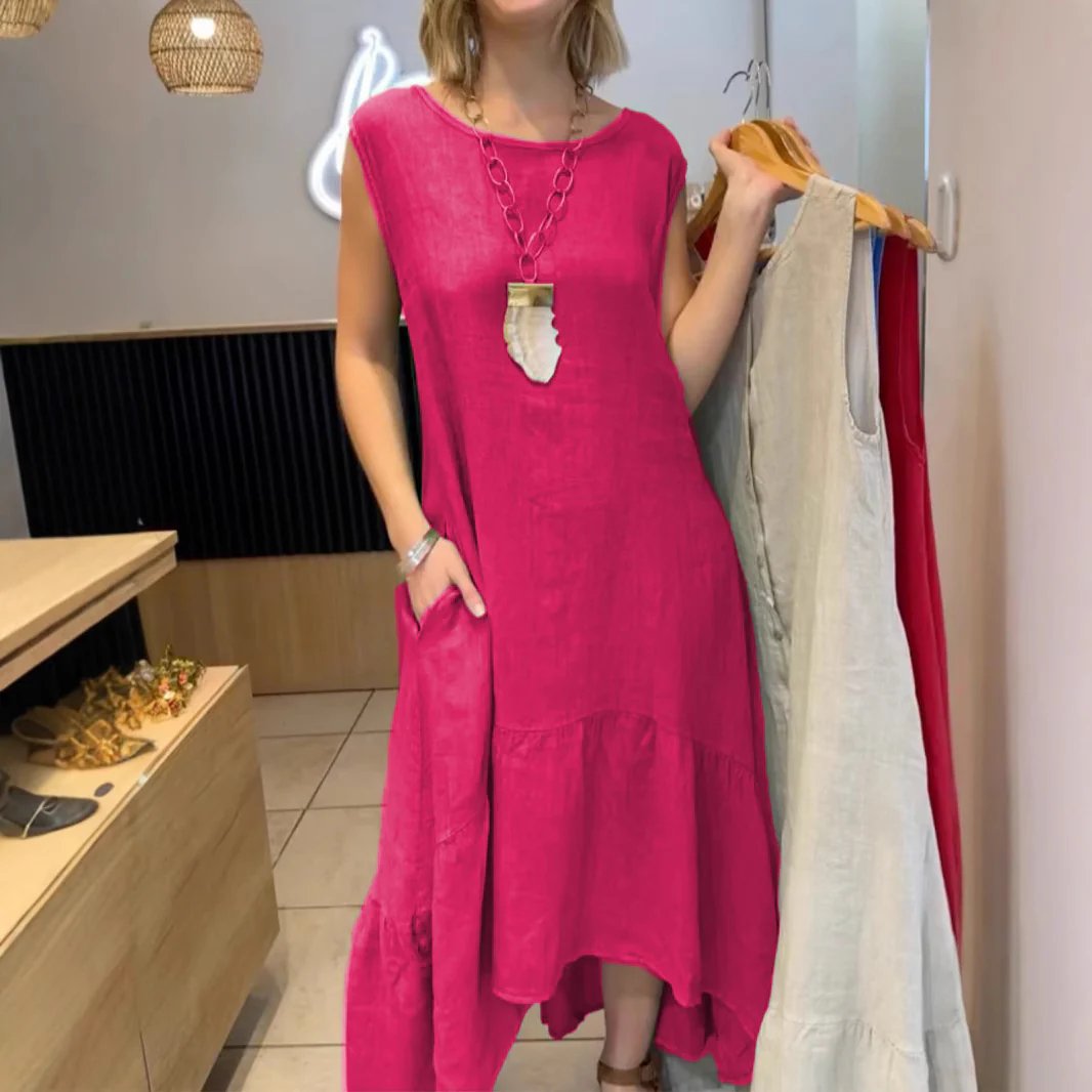 Women's Casual Round-Neck Sleeveless Dress - Laabuu